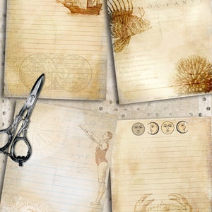 NAUTICAL Digital Papers Scrapbook Journal Art Bookmaking Pages ...