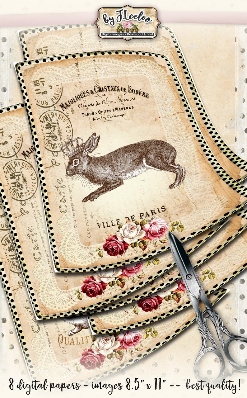 RABBIT POSTER vintage 8.5x11 inch wall decor journal | Etsy