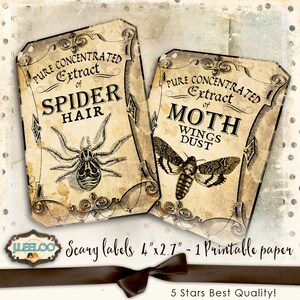 SCARY LABELS 4 X 2.7 Inch Digital Collage Sheet Gothic Apothecary ...