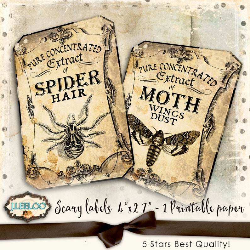 SCARY LABELS 4 X 2.7 Inch Digital Collage Sheet Gothic - Etsy