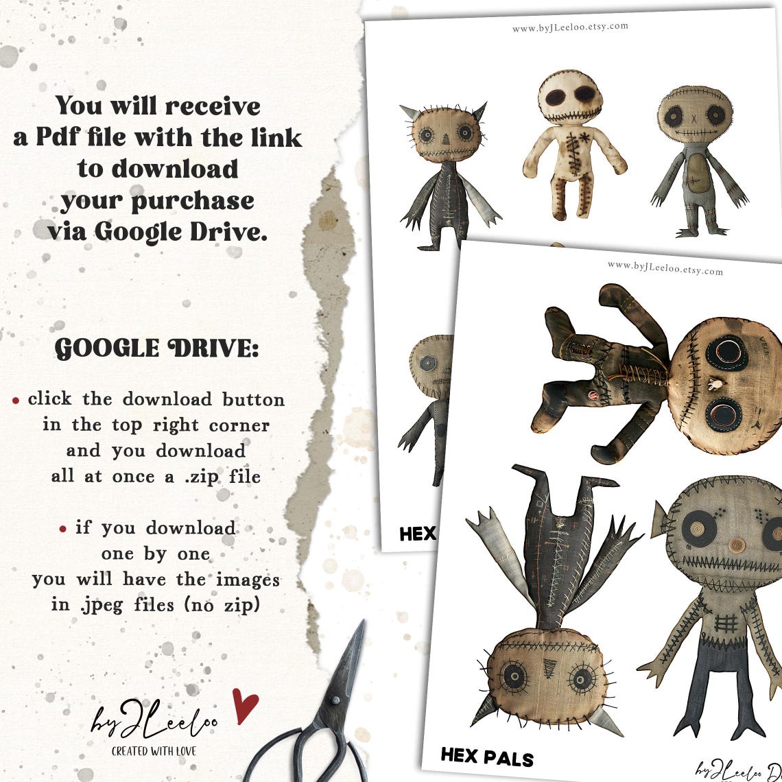 HEX PALS 14 Halloween Voodoo Dolls 3 Sizes | Halloween Monster Paper ...