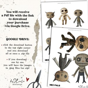 HEX PALS 14 Halloween Voodoo Dolls 3 Sizes | Halloween Monster Paper ...