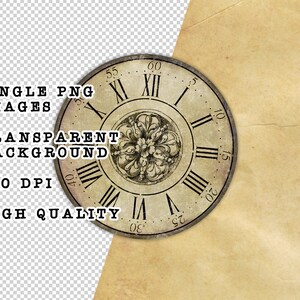 VINTAGE CLOCK 5 Inch Printable Clock Face | Jpeg Png Clipart Vintage ...