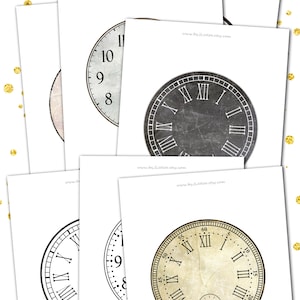 FACE CLOCK 7 Inch Circle Printable | Vintage Jpeg Clock Clipart Vintage ...