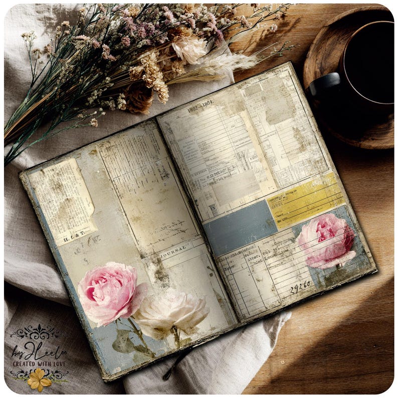 SOILED PAGES Grunge Vintage Papers, Distressed Journal Worn Ephemera ...