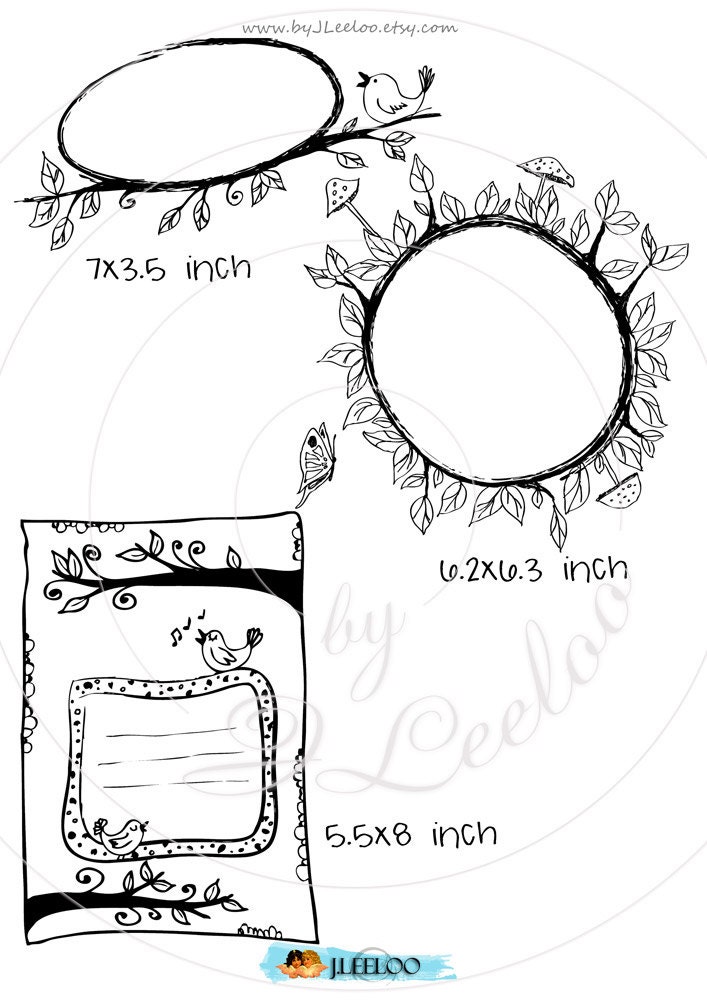 DOODLE FRAMES Digital Clip Art Printable Adorable Whimsical - Etsy