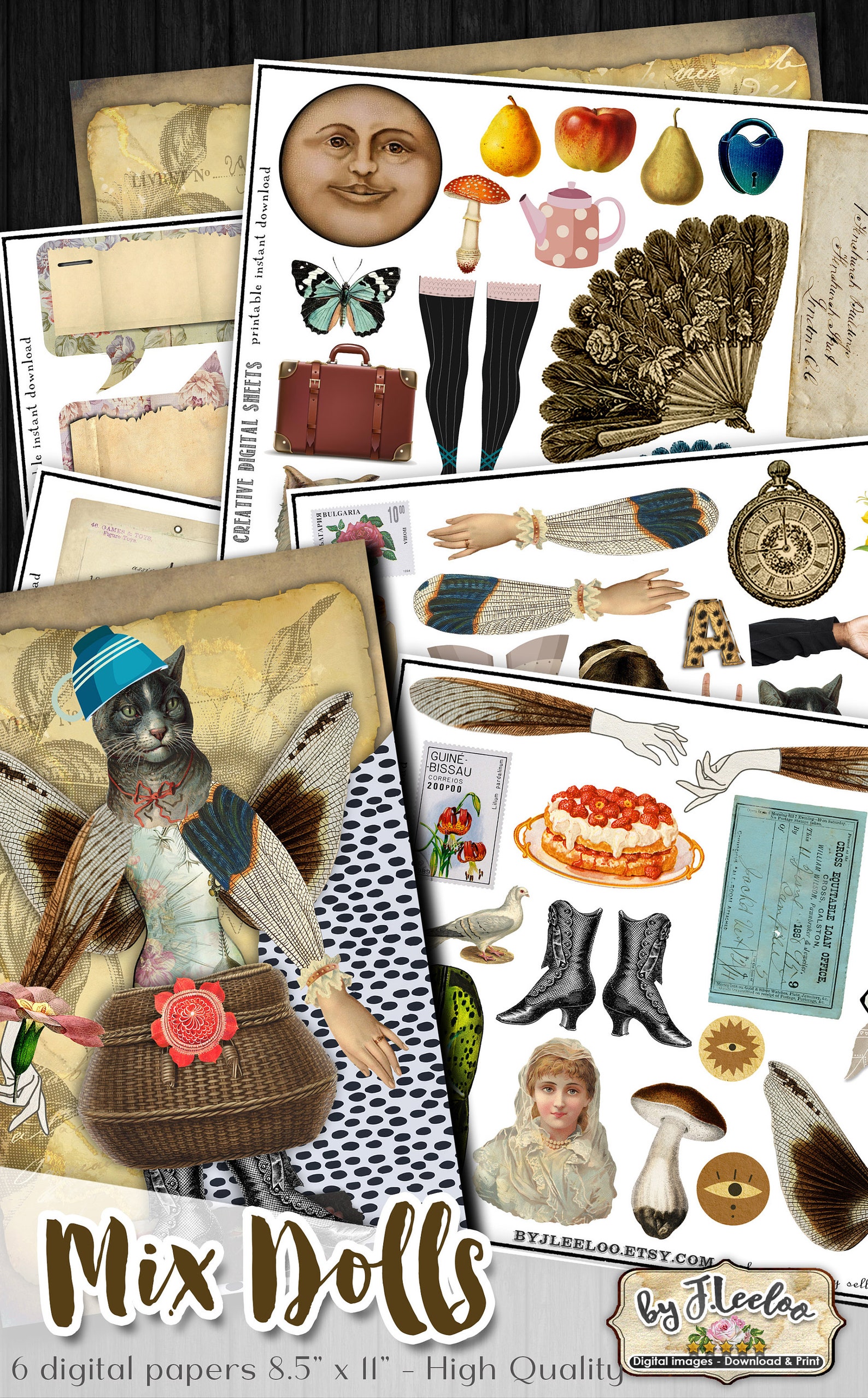 MIX DOLLS Digital Printable Collage Sheets for Junk Journal - Etsy UK