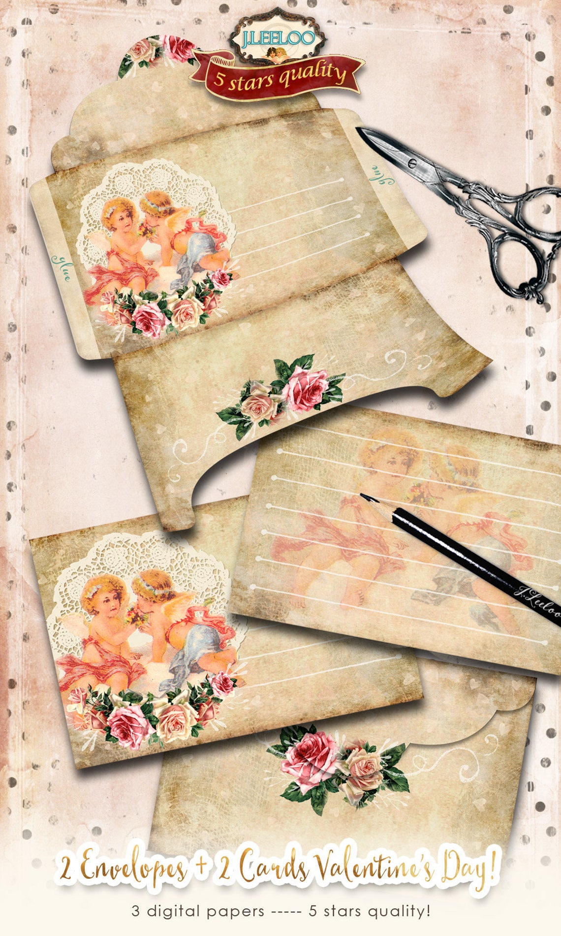 MY LOVE Valentine Envelopes Cards Invite Greetings Digital - Etsy