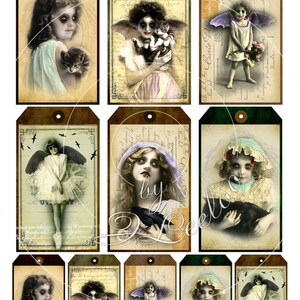 DARK TAG Digital Collage Sheet Label Tags Jewelry Holder Vampire Gothic ...