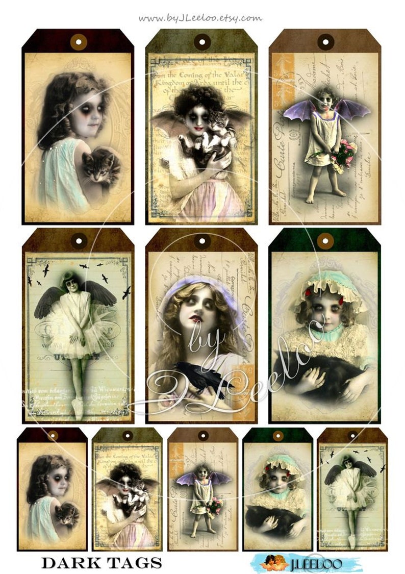 DARK TAG Digital Collage Sheet Label Tags Jewelry Holder Vampire Gothic ...