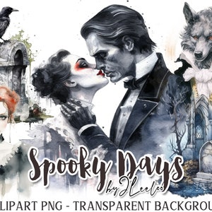 SPOOKY DAYS 39 Png Watercolor Clipart | Horror Scrapbook Junk Journal ...