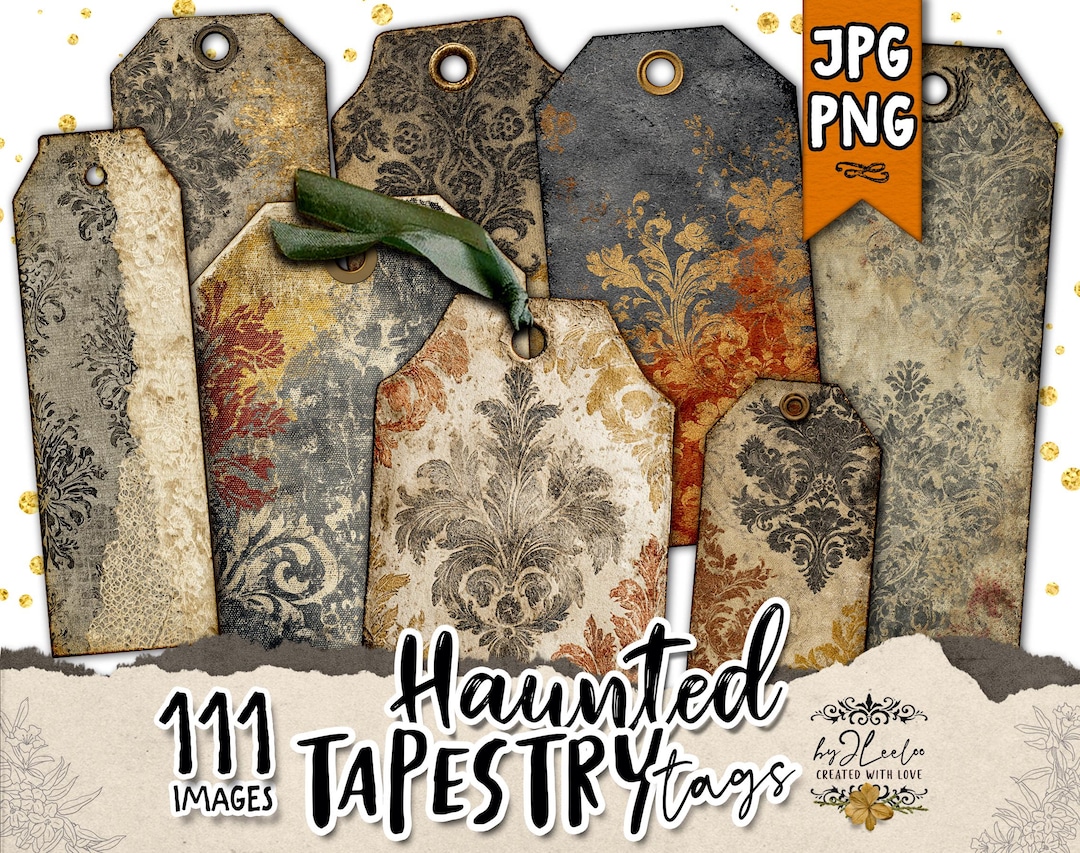 HAUNTED TAPESTRY Tags – 24 Gothic Damask Printable Labels | Eerie ...