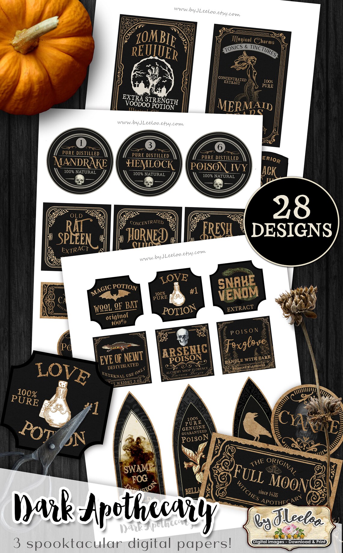 DARK APOTHECARY Printable Potion Poison Tags Label Bottle Jar Labels ...