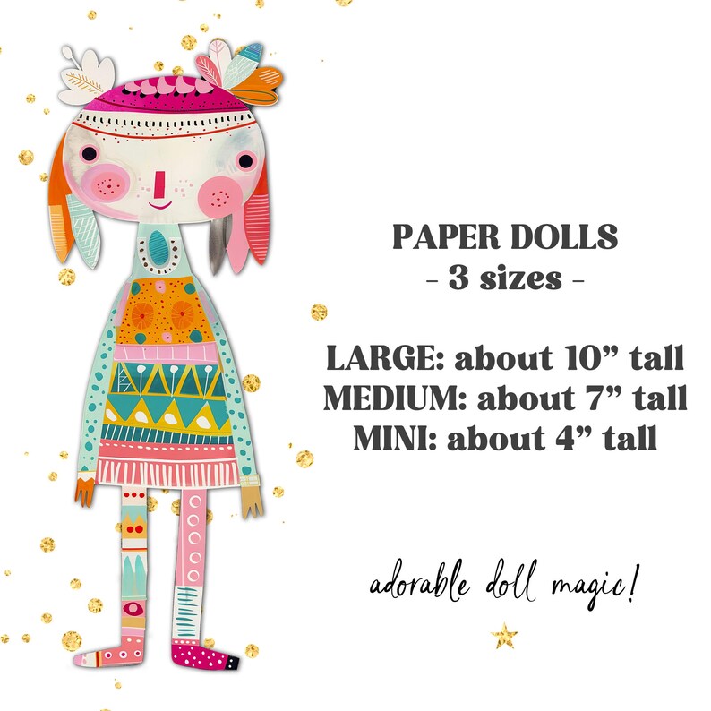 WHIMSY HAPPY DOLLS Paper Doll 3 Sizes Printable Junk Journal Cut off ...