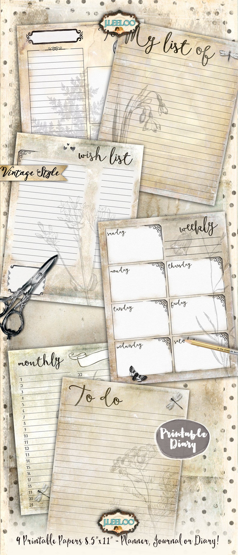 JOURNAL PAGES Large 8.5x11 Inch Scrapbook Editable Writable - Etsy