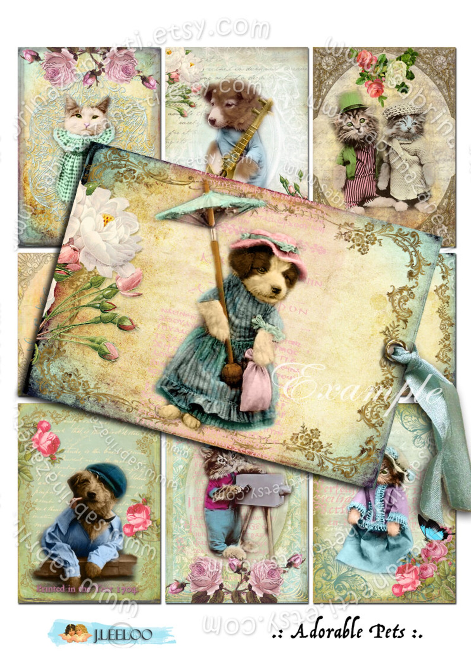ADORABLE PETS Printable Atc Size Instant Download Digital Collage Sheet ...