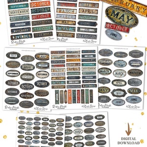RUSTIC MONTH Plaques Vintage Labels 216 PNG | Metal Victorian Grunge ...