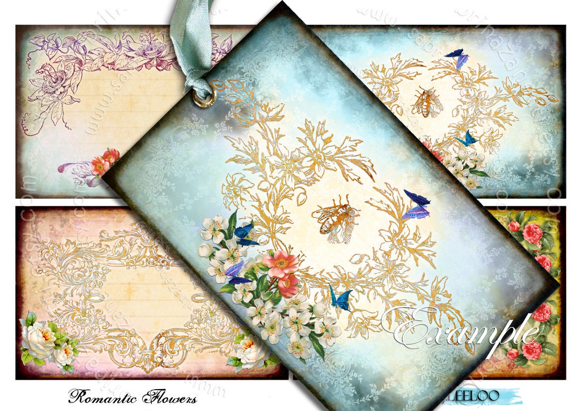 ROMANTIC FLOWER Label Gift Tags French Images Shabby Chic - Etsy