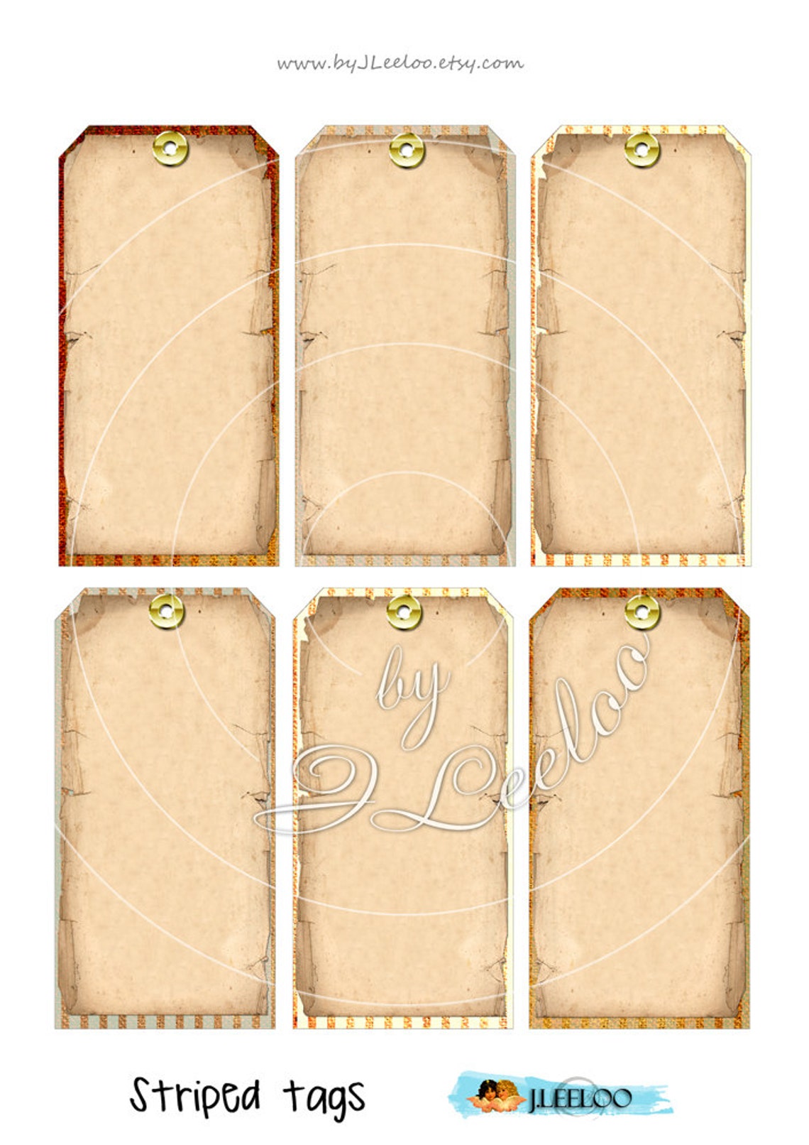 Blank STRIPED TAGS Print and Add Your Own Text Digital Collage - Etsy