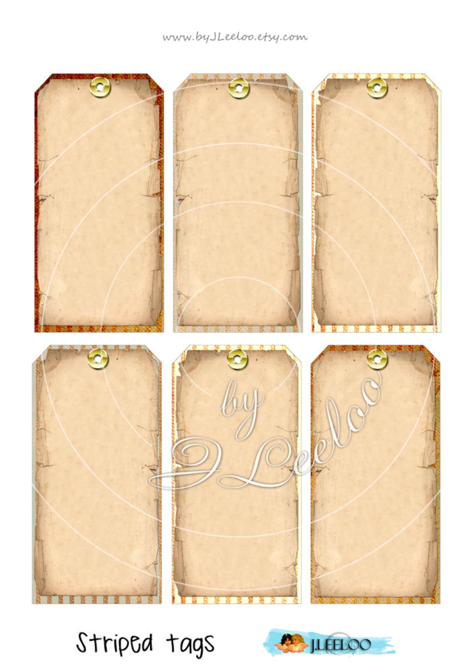 Blank STRIPED TAGS Print and Add Your Own Text Digital Collage Sheet ...