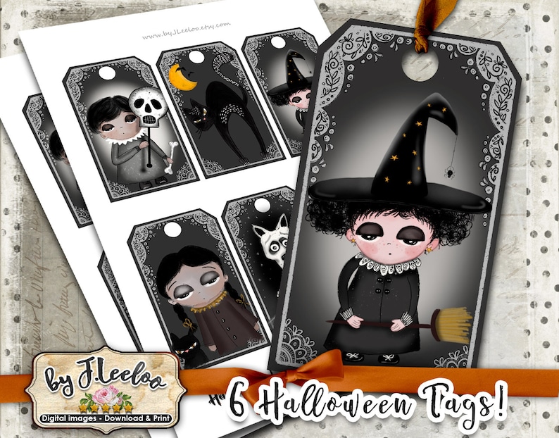 HALLOWEEN Hand Drawn Gothic Tag Clipart Crafting Paper Art | Etsy