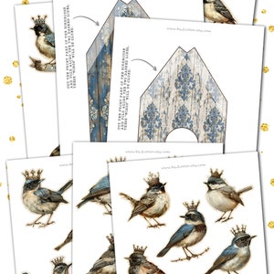CROWNED BIRDS PNG Clipart Paper Craft Supplies | Digital Junk Journal ...