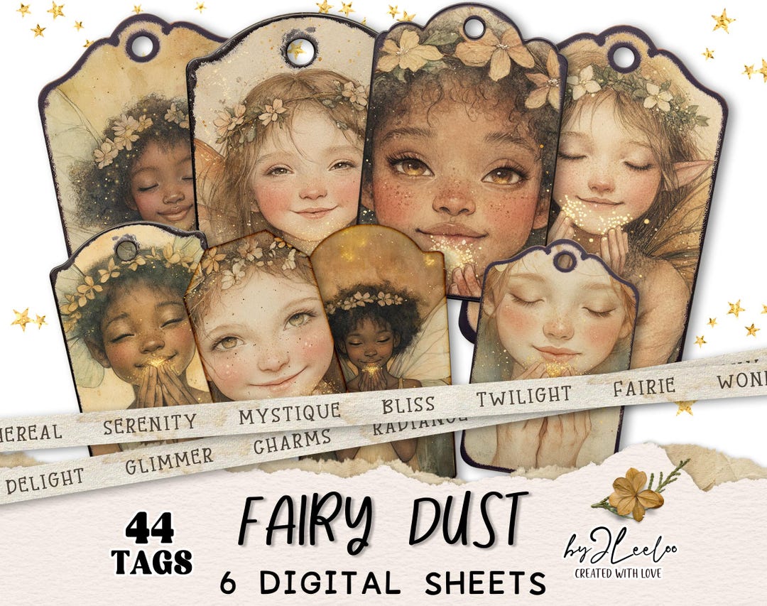 FAIRY DUST Tags Vintage Printable | Magic Dust for Junk Journal ...