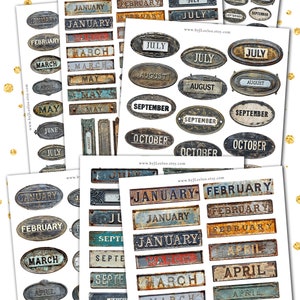 RUSTIC MONTH Plaques Vintage Labels 216 PNG | Metal Victorian Grunge ...