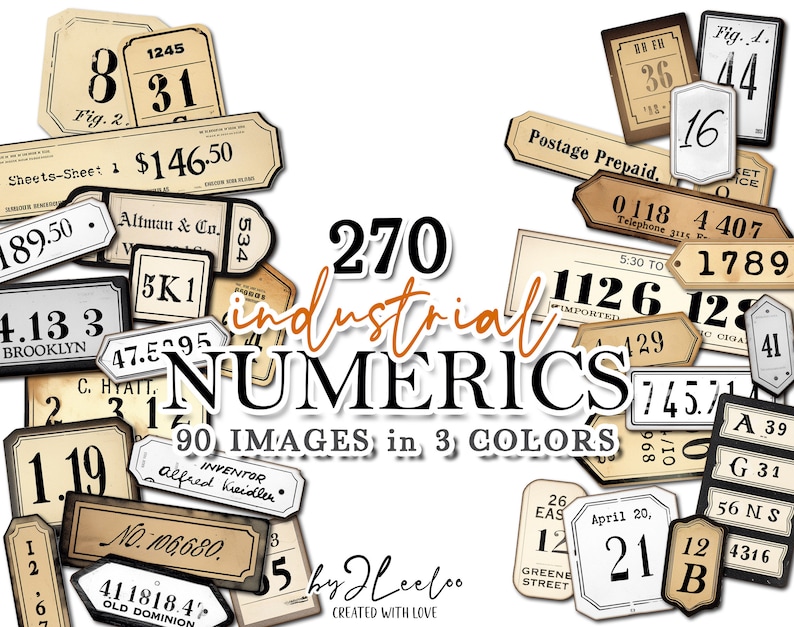 INDUSTRIAL NUMERICS Label Printable Steampunk Supplies | Tags Vintage ...