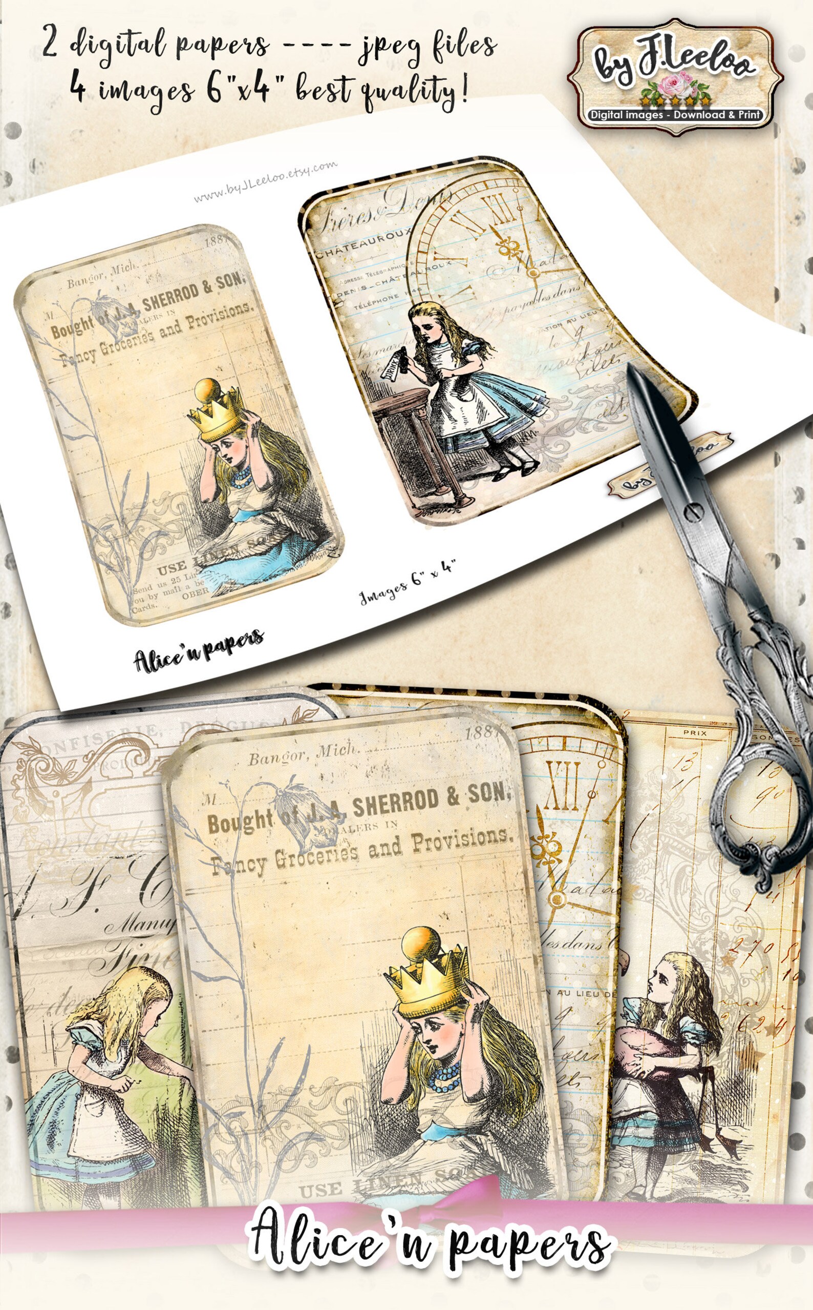 Alice'n Papers Printable Vintage Shabby Chic for Scrapbook Instant ...