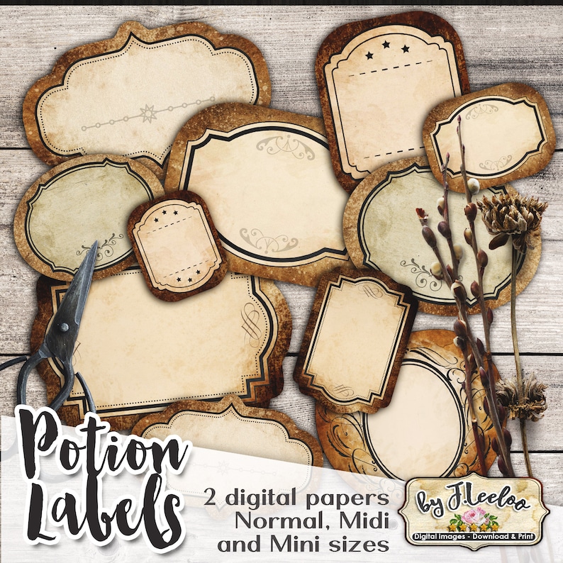 Potion Labels Apothecary Label Blank Wizard Steampunk - Etsy