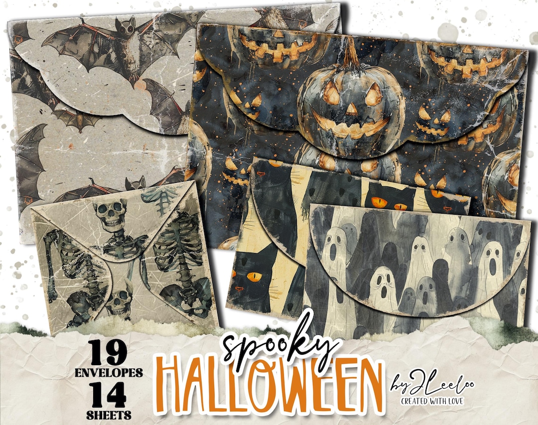 HALLOWEEN ENVELOPES Vintage Scary Postcard | Junk Journal Printable Diy ...