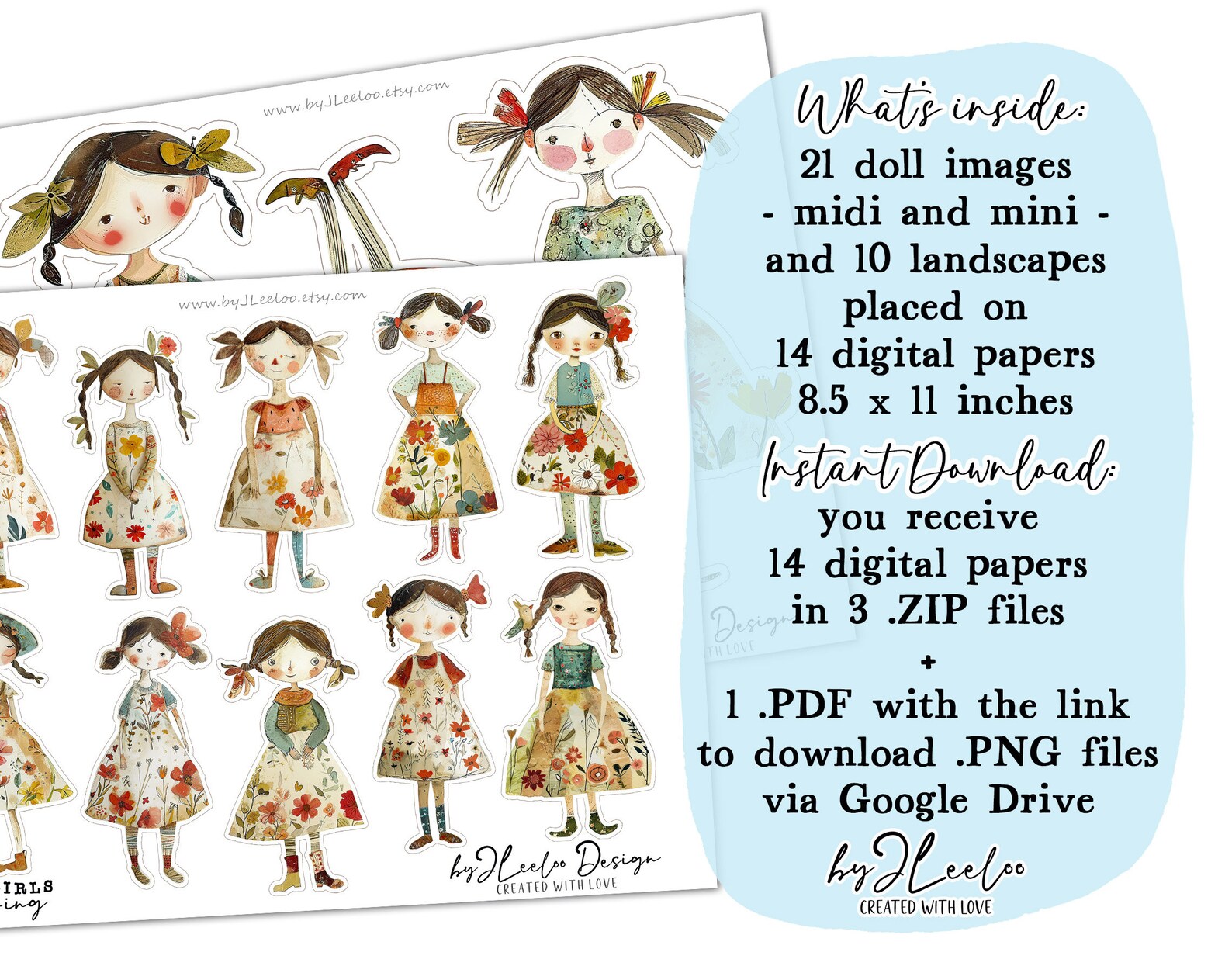 SPRING GIRLS Paper Doll Printable Kit Junk Journal Cut off | Paper ...