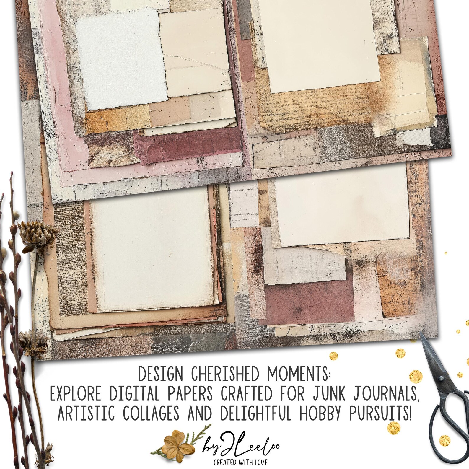 BLUSH RELICS 24 Background 3 Sizes | Junk Journal Collage Shanny Chic ...