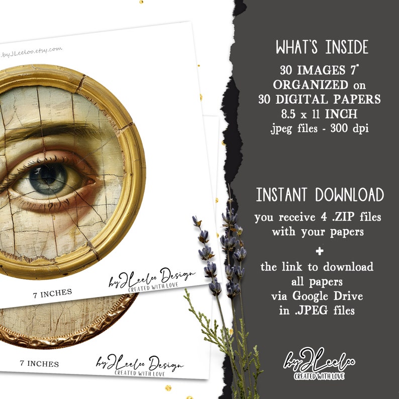 PAST GLANCES Fussy-cut Ephemera Classical Lover's Eye | Oil Painting ...