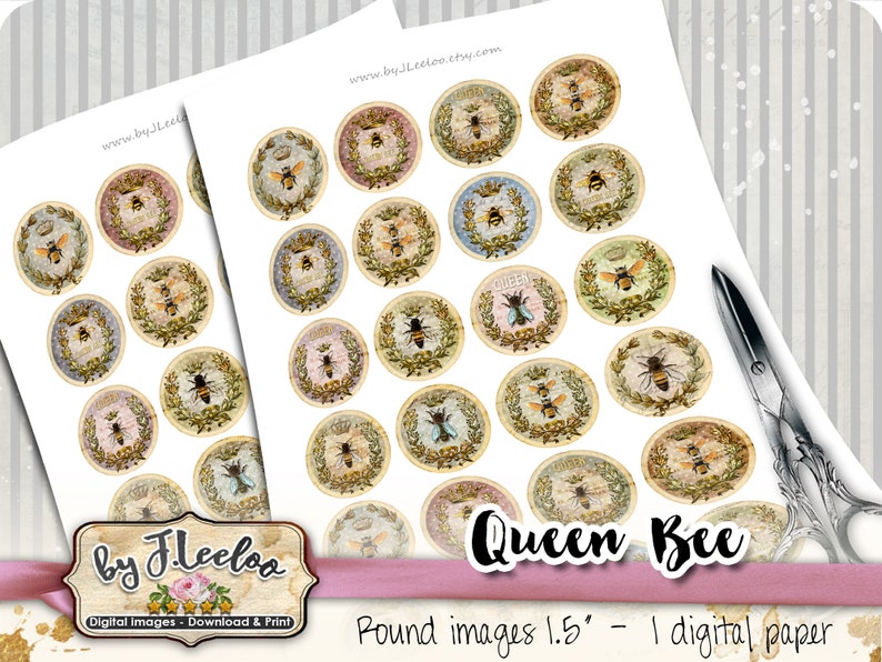 QUEEN BEE Printable Sheets 1.5 Inch Digital Images French - Etsy