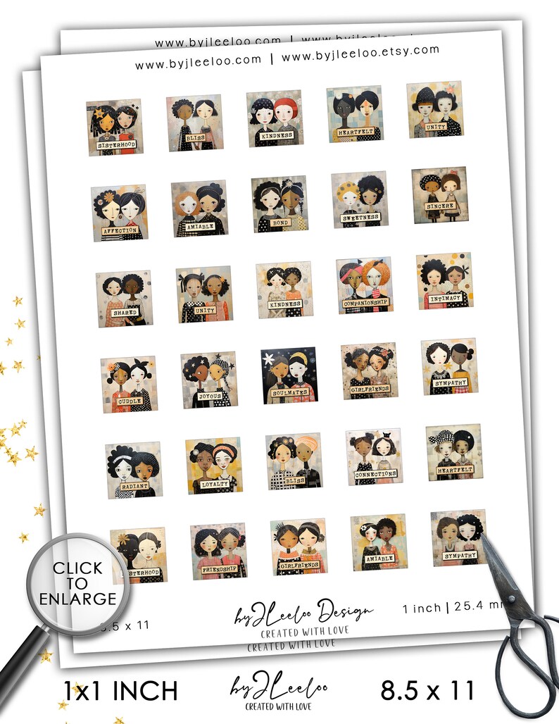 BEST GIRLFRIENDS 1x1 Inch Printable | Supplies Square Pendants, Charm ...