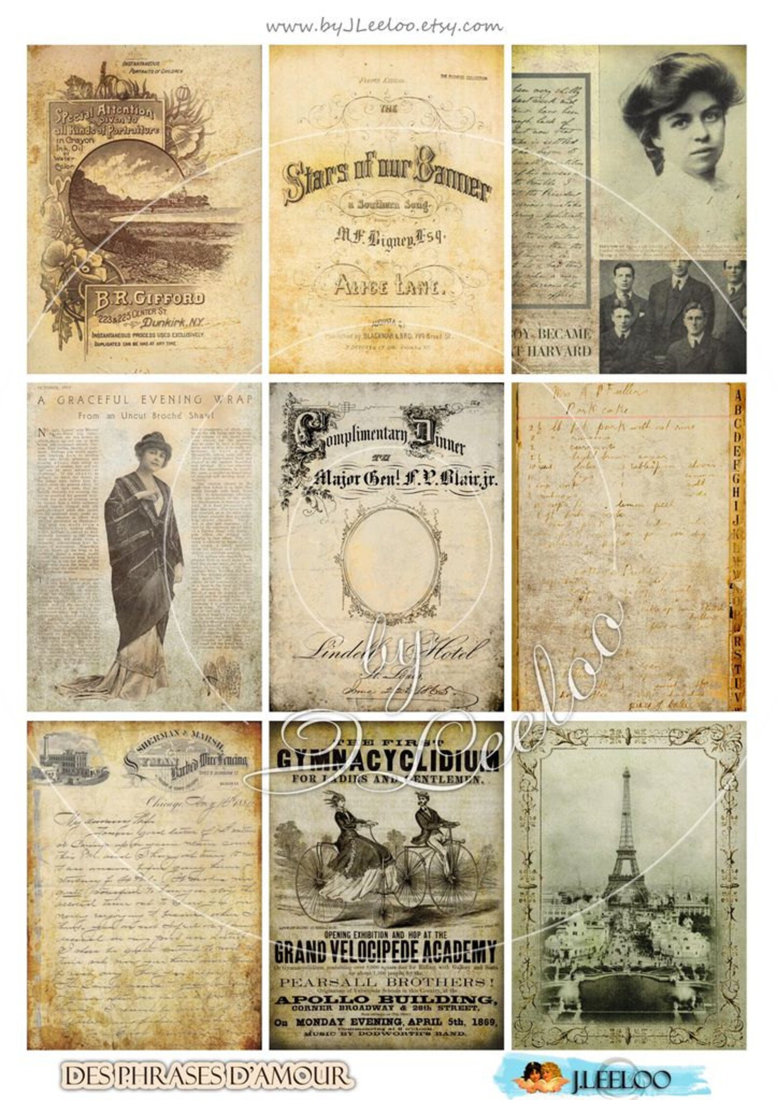 DES PHRASES D'AMOUR Digital Collage Sheet Printable - Etsy