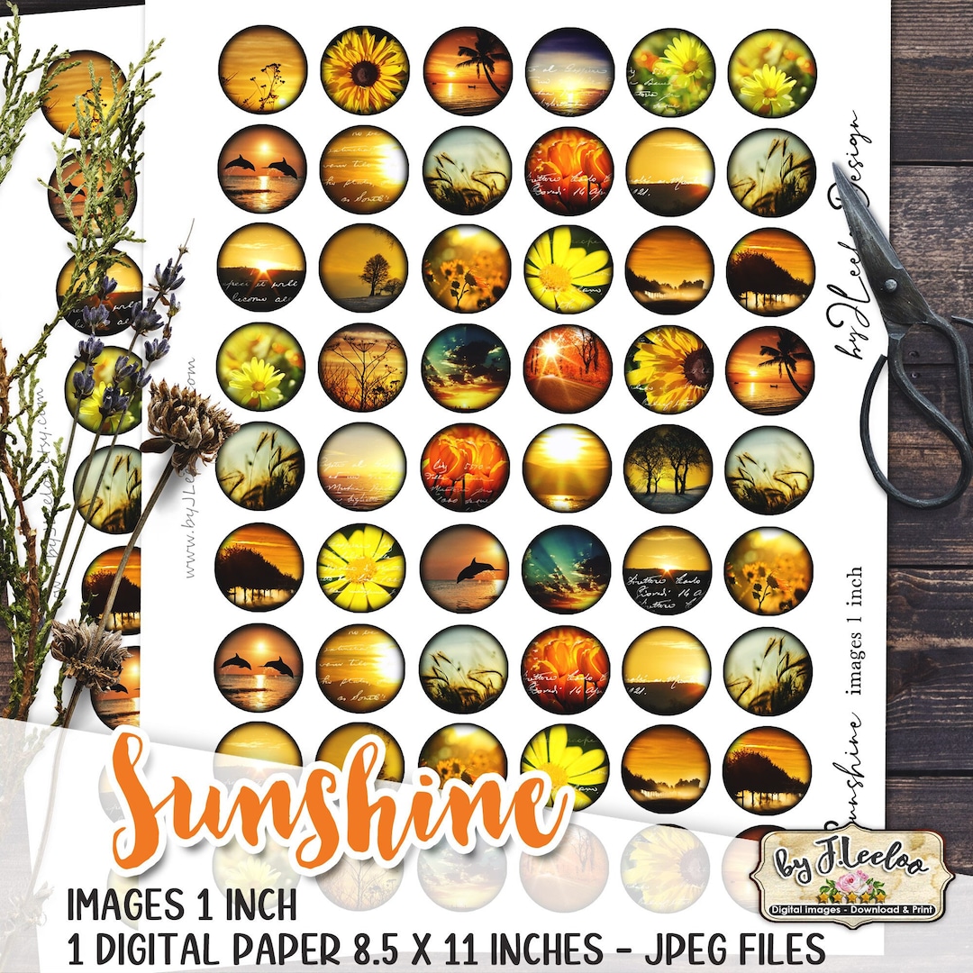 Digital Printable SUNSHINE 1 Inch Circle | Supplies Printable Digital ...
