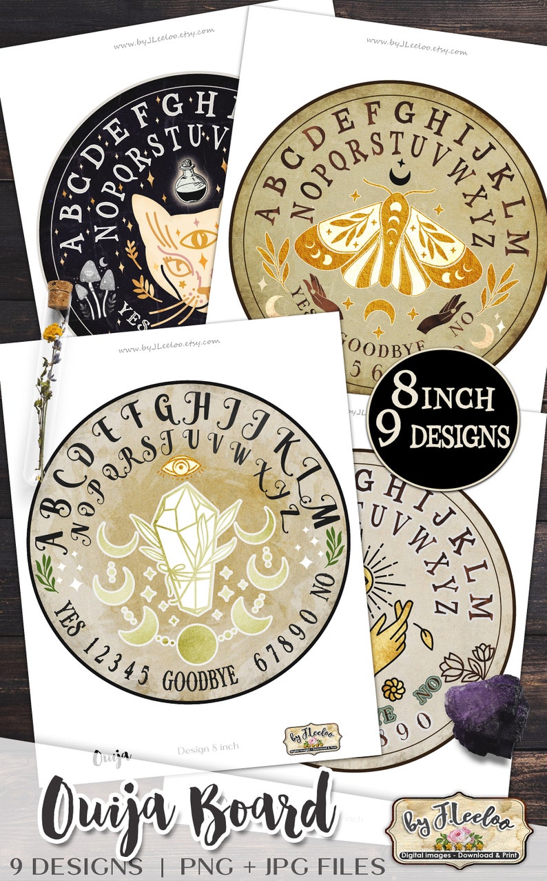 OUIJA BOARD 8 Inch Circle Printable Halloween Party Mystic Esoteric ...