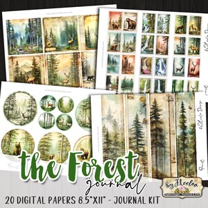 FOREST Junk Journal Kit | Watercolor Forest Scene Printable Pages ...