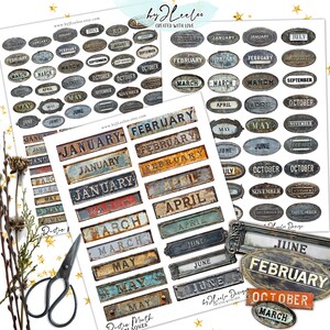 RUSTIC MONTH Plaques Vintage Labels 216 PNG | Metal Victorian Grunge ...