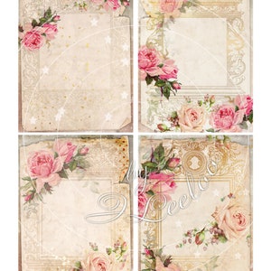 VINTAGE ROSES Shabby Chic Editable Digital Note Pad Ledger Journal ...