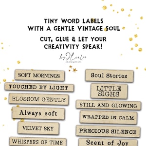 LITTLE GENTLE THINGS Text Labels | Vintage Phrases Words Ephemera for ...