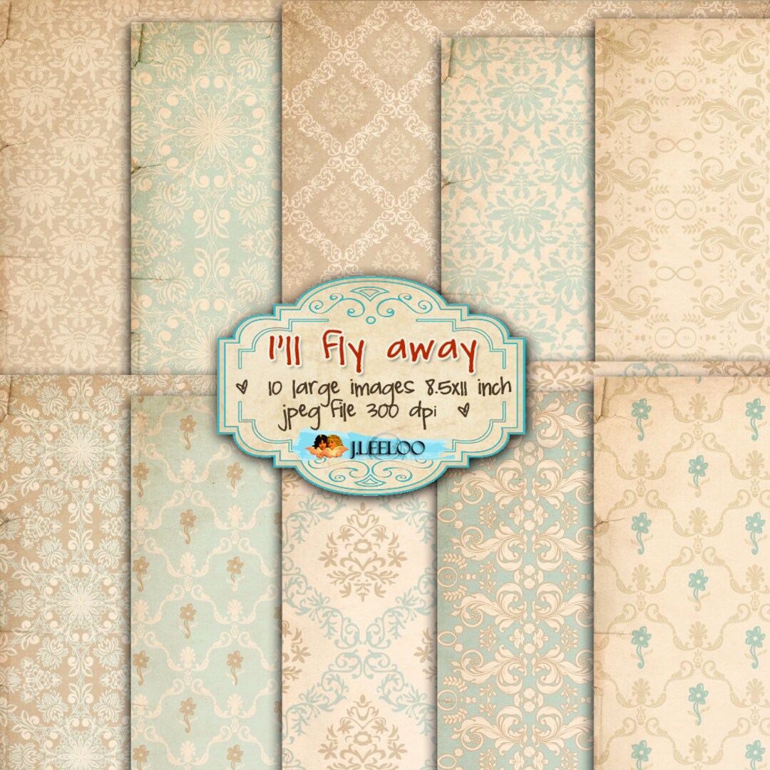 I FLY AWAY 10 Large Digital Papers for Scrapbook, Digital Collage Sheet ...