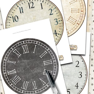 FACE CLOCK 8 Inch Circle Printable Vintage Jpeg Clipart Vintage Home ...