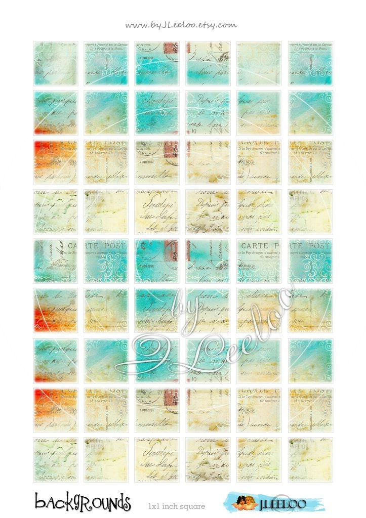 Digital Print BACKGROUNDS 1x1 Inch Square Writable Postcard - Etsy