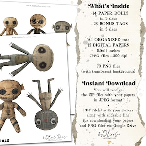 HEX PALS 14 Halloween Voodoo Dolls 3 Sizes | Halloween Monster Paper ...