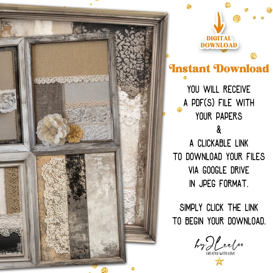 BURLAP RUSTIC 24 Neutral Background 3 Sizes | Junk Journal Pages ...