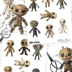 HEX PALS 14 Halloween Voodoo Dolls 3 Sizes | Halloween Monster Paper ...